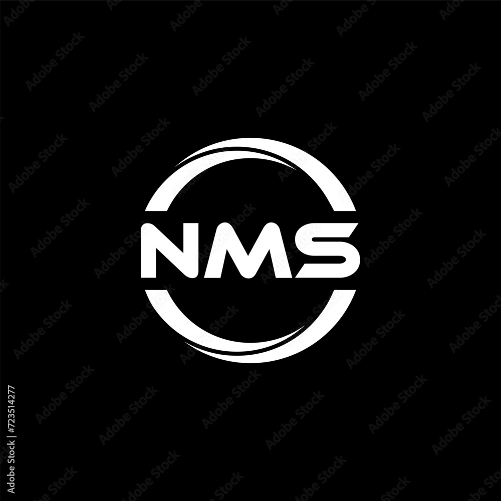 NMS letter logo design with black background in illustrator, cube logo ...