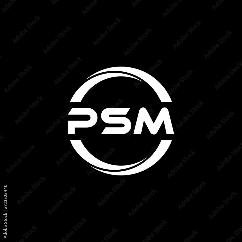 PSM letter logo design with black background in illustrator, cube logo ...