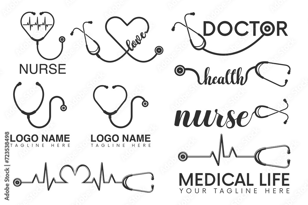 Stethoscope Medical Logo Bundle, Logo Design, Medical Logo Bundle ...