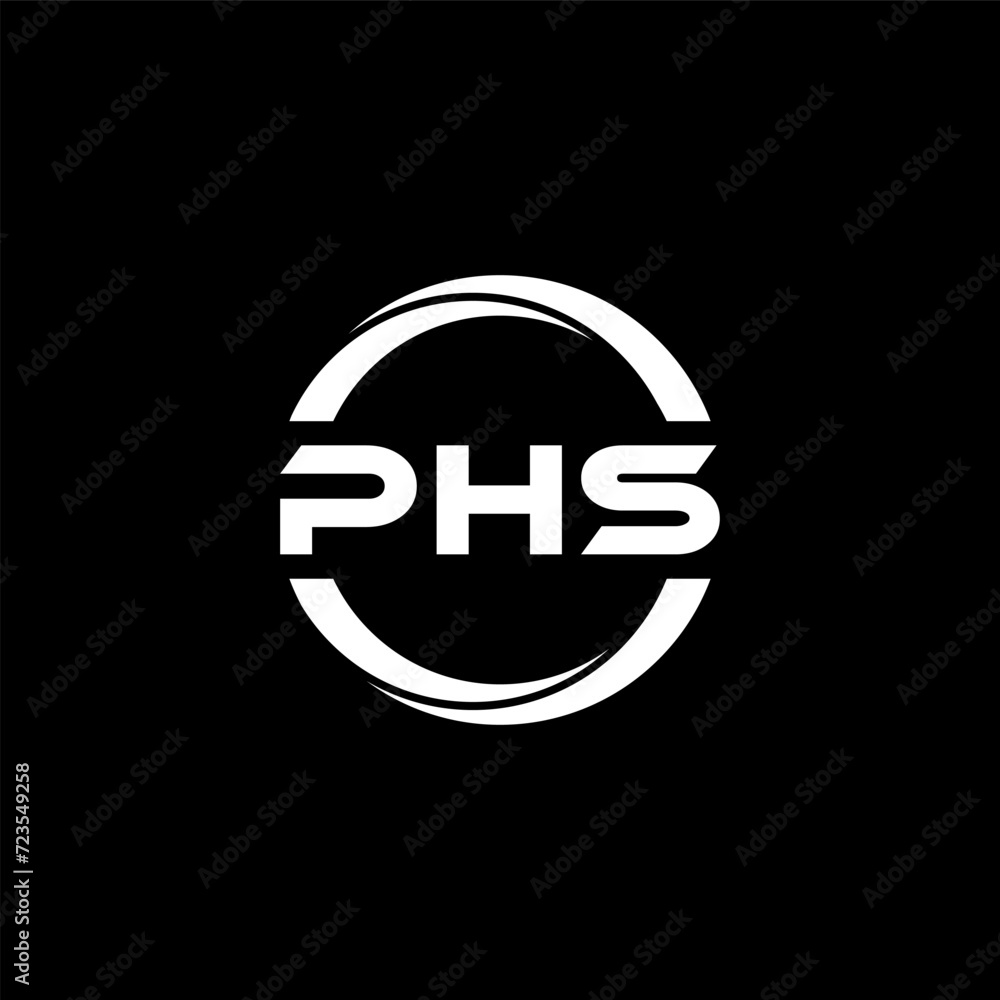 PHS letter logo design with black background in illustrator, cube logo ...