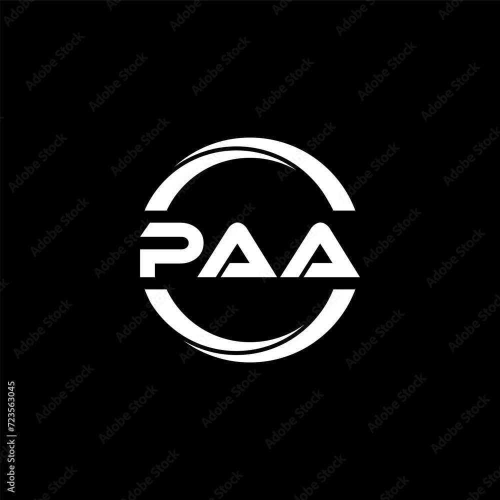 PAA letter logo design with black background in illustrator, cube logo, vector logo, modern ...