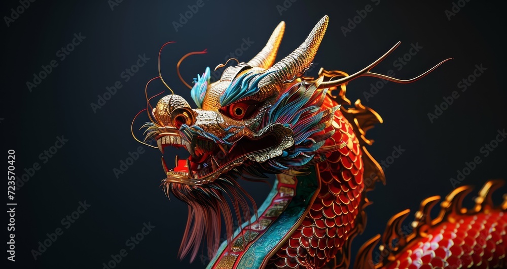 Full body image of a mighty dragon dressed in an elegant chinese new ...