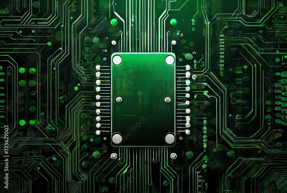 Computer technologies concept of Futuristic green circuit board and ...