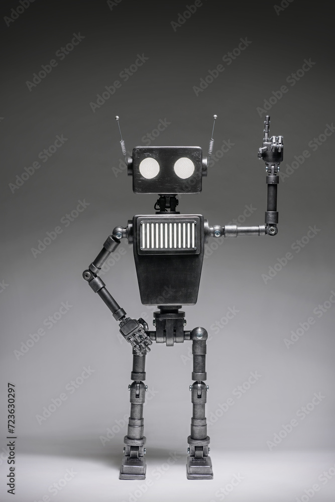 Humanoid robot on a dark background. Concept of the future of ...