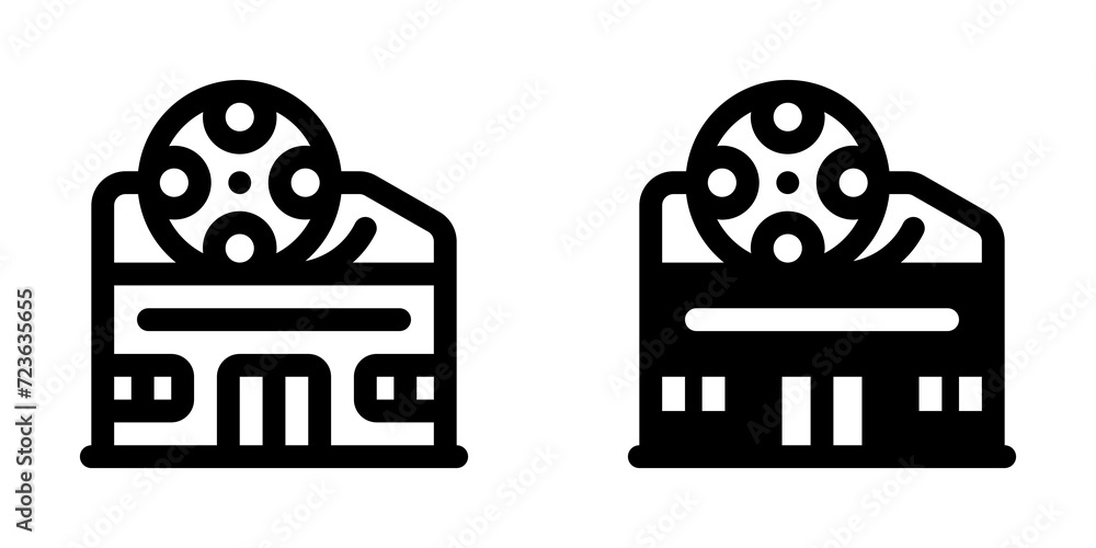 Editable cinema, theater, building vector icon. Movie, cinema ...