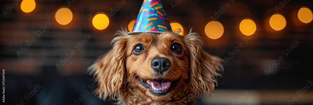 Happy Cocker Spaniel Wearing Party Hat, Desktop Wallpaper Backgrounds ...
