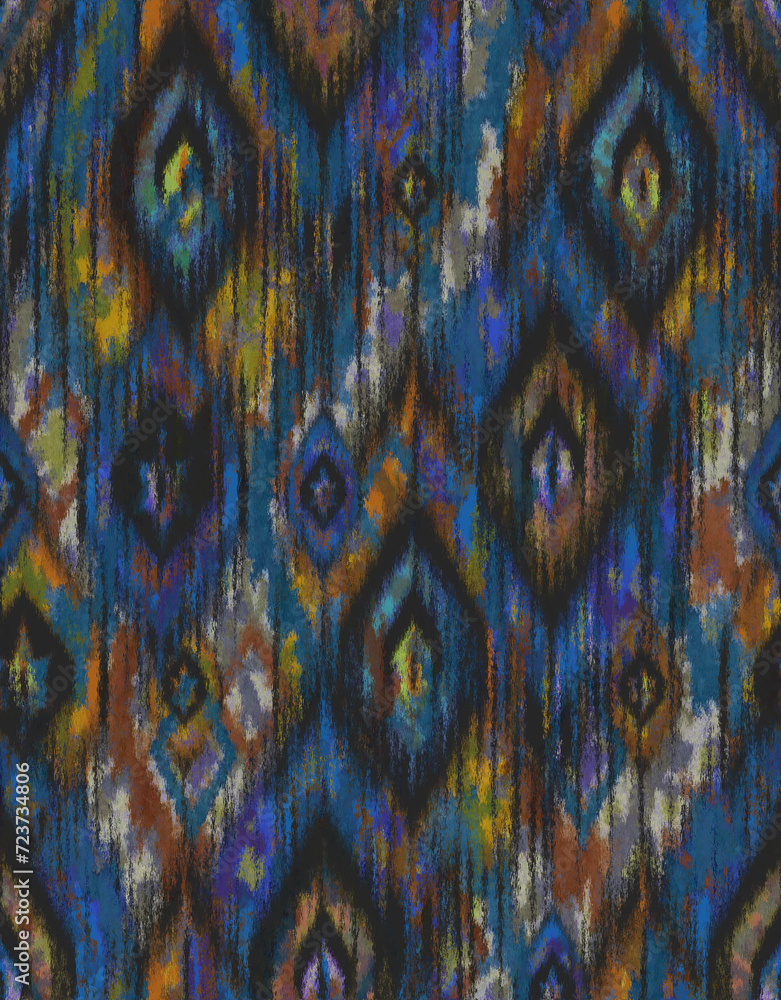 Seamless Multicolour textured African Rug Pattern white Background ...