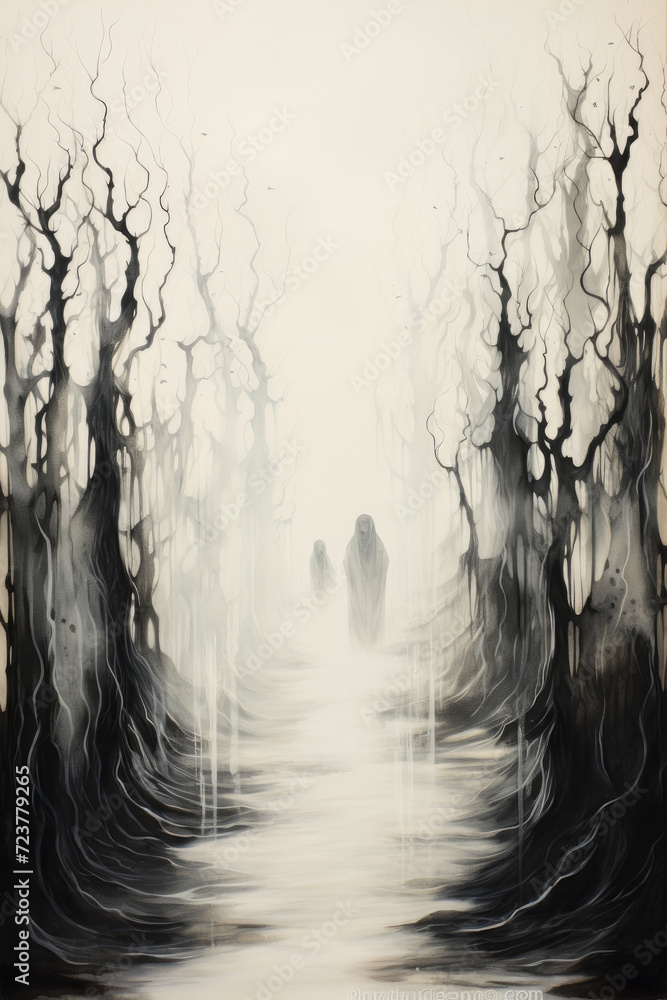 Ghost wallpaper background with spooky design Stock Illustration ...