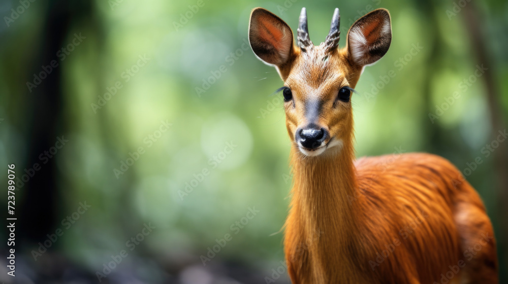 Male Muntjacs, also known as barking deer and Mastreani deer, are small ...