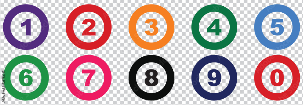 Numbers icon set on transparent background. Number Bullet Point ...