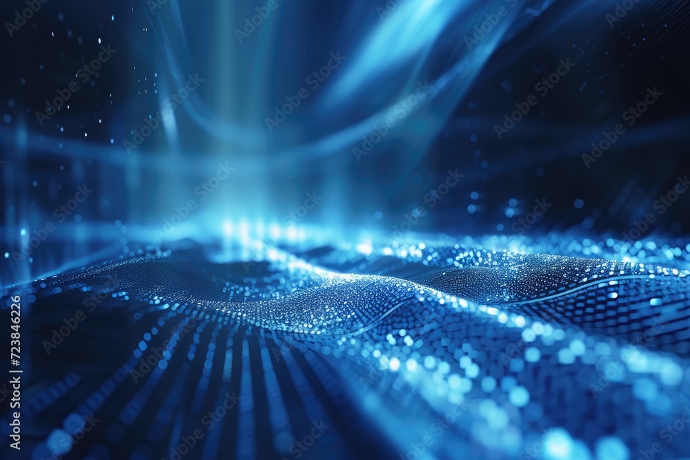 Blue digital binary data on computer screen background, Ai generated ...
