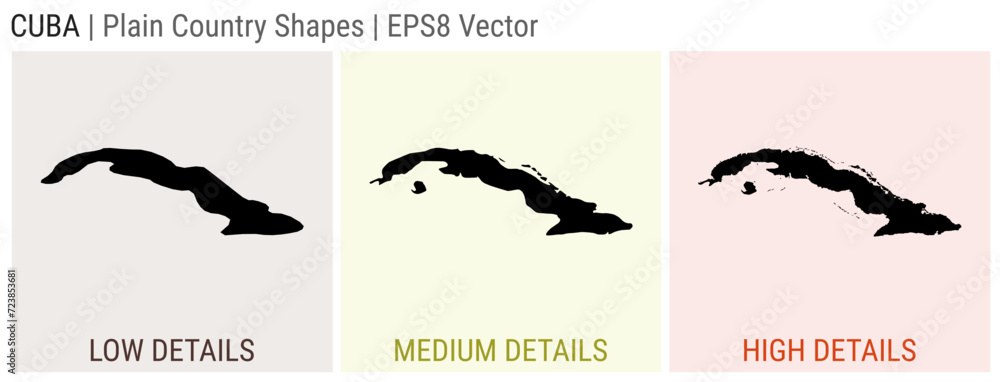 Cuba - plain country shape. Low, medium and high detailed maps of Cuba ...