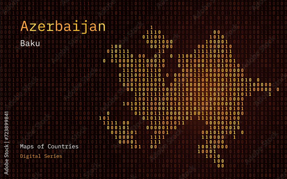 Azerbaijan Map Shown in Binary Code Pattern. TSMC. Matrix numbers, zero, one. World Countries ...