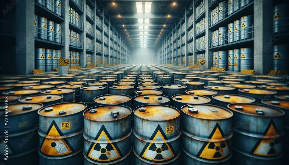 Problem of nuclear waste storage - barrels of radioactive material ...