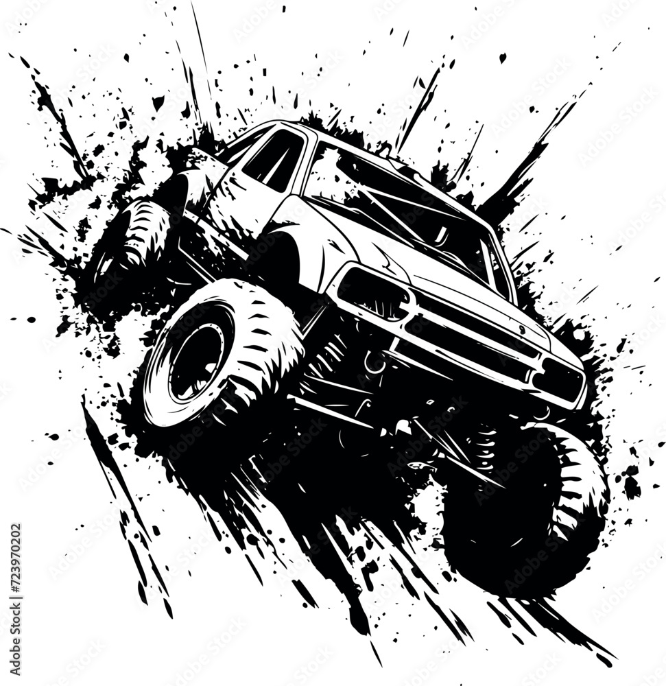Monochromatic intensity in an offroad scene with the silhouette of a ...