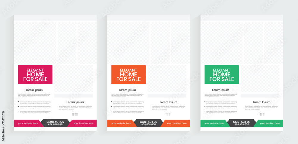 Real estate a4 flyer design. Editable house sale realtor leaflet ...