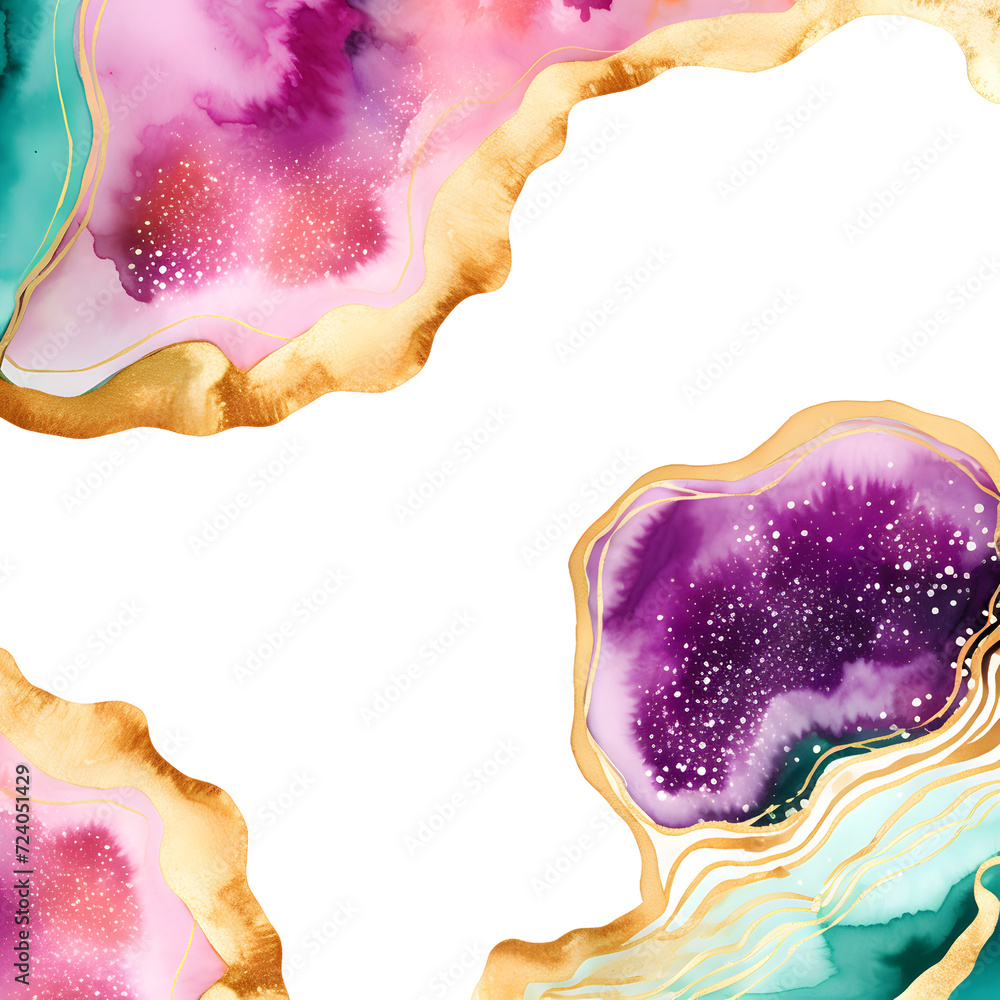 Celestial Pastel and Gold Foil Glitter, Sparkle, Agate Geode Border ...