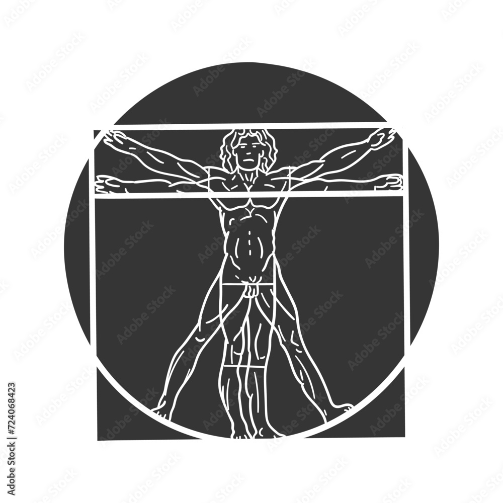 Vitruvian Man Icon Silhouette Illustration. Leonardo Da Vinci Vector ...