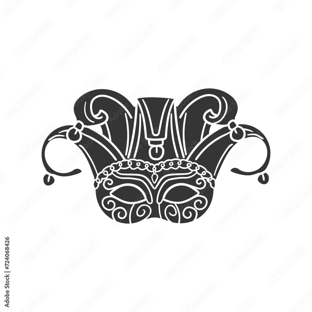 Venetian Mask Icon Silhouette Illustration. Carnival Vector Graphic ...