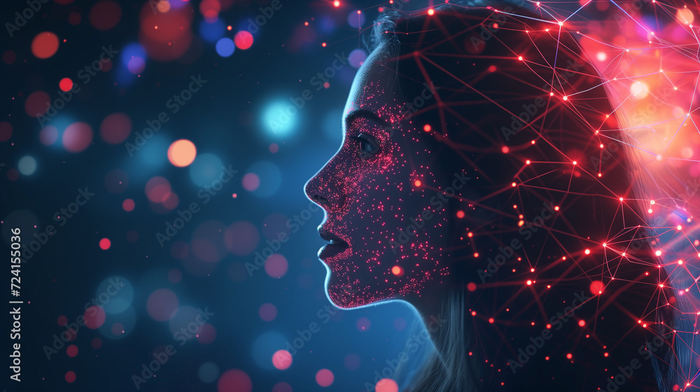 Stock-Foto „Conceptual Portrait of Woman with Glowing Neural Network ...
