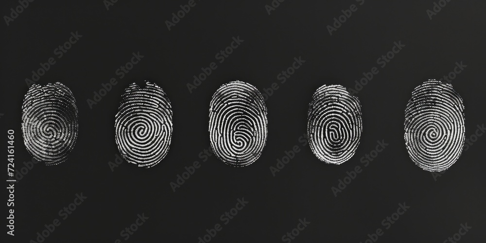 Fingerprints on a black background. Use this image to depict crime ...