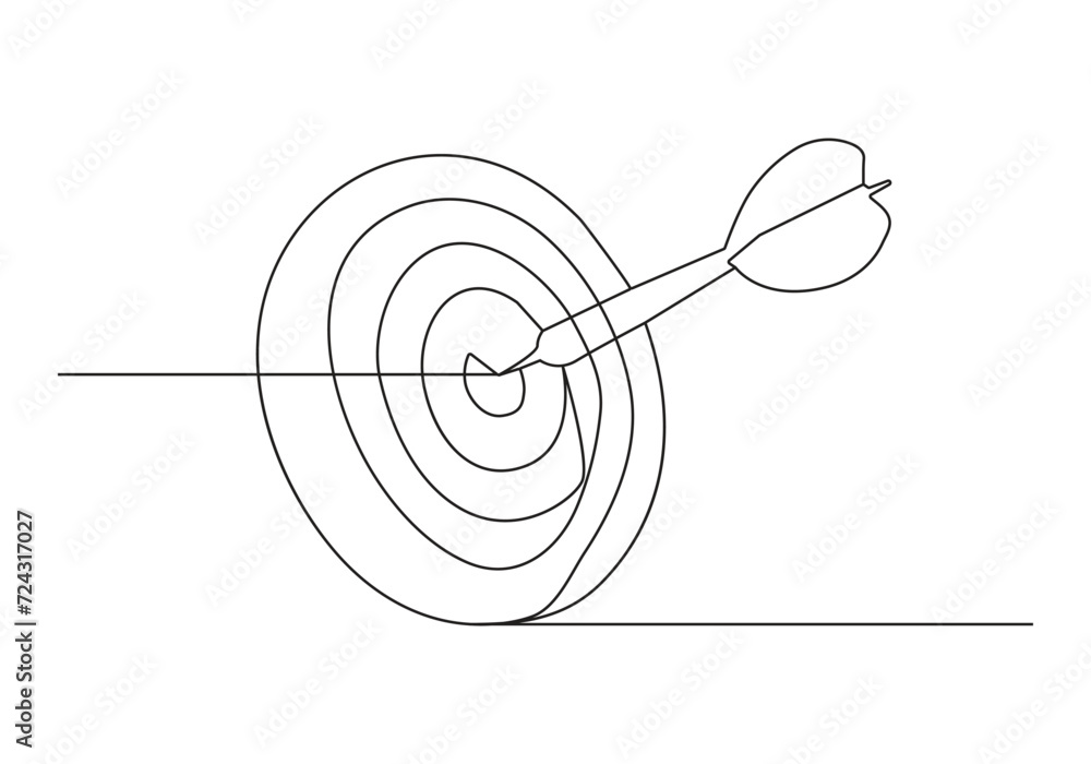 Target with arrows in Continuous line drawing. shot bullseye. Business ...