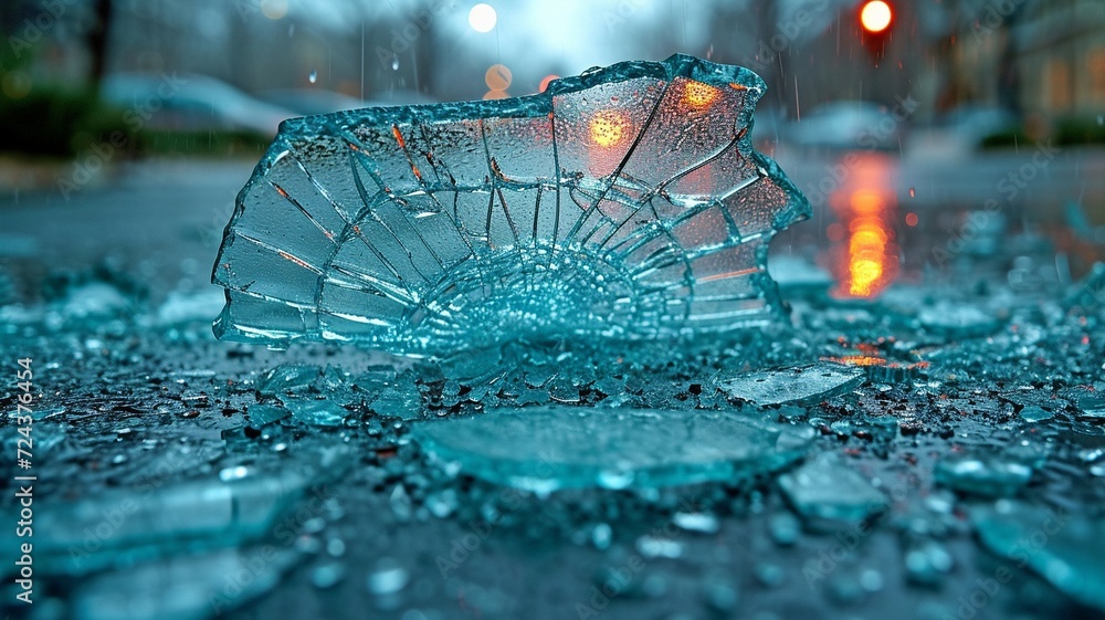 abstract background with automobile glass cracked into fractures. Stock ...