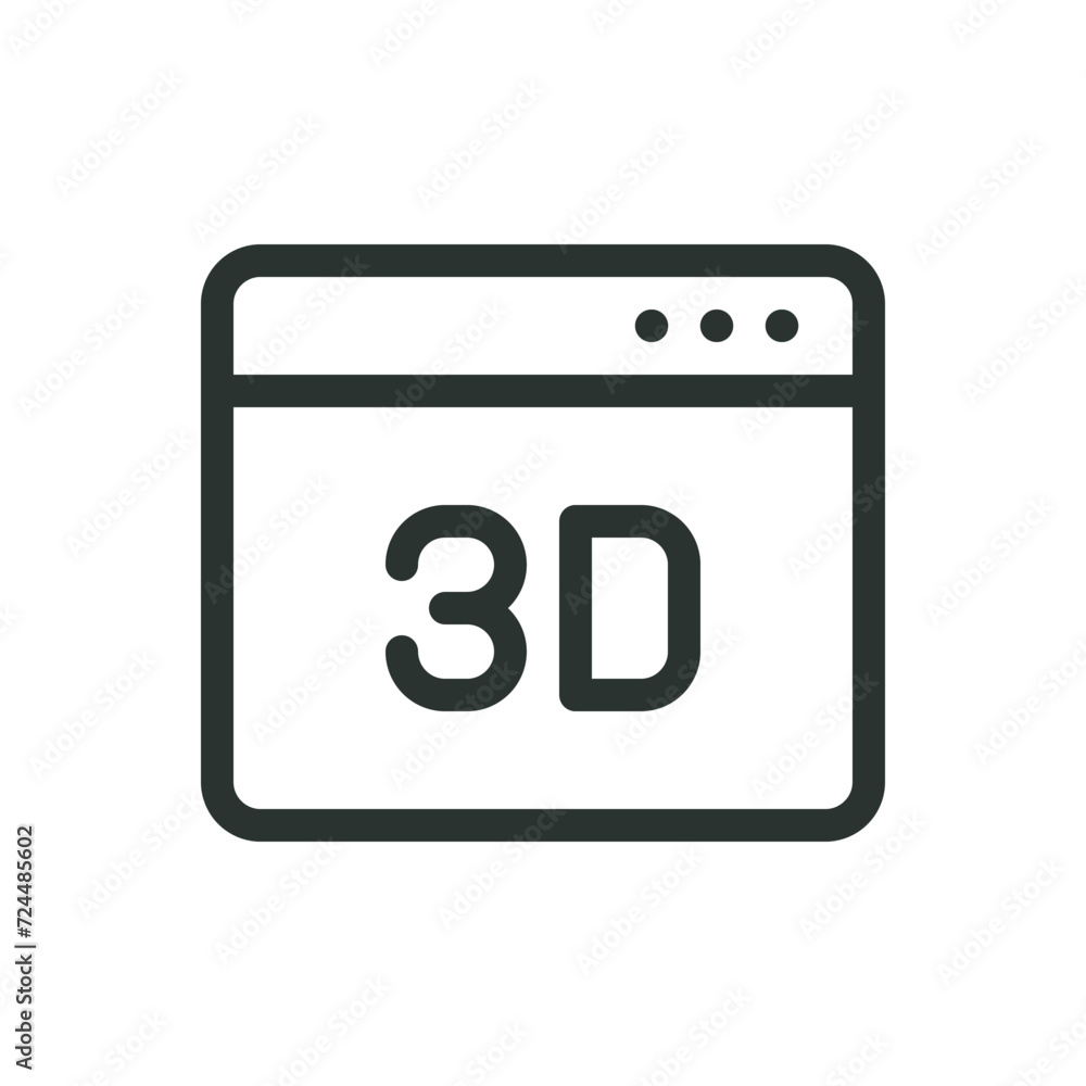 3D printing software isolated icon, 3d modeling application window ...