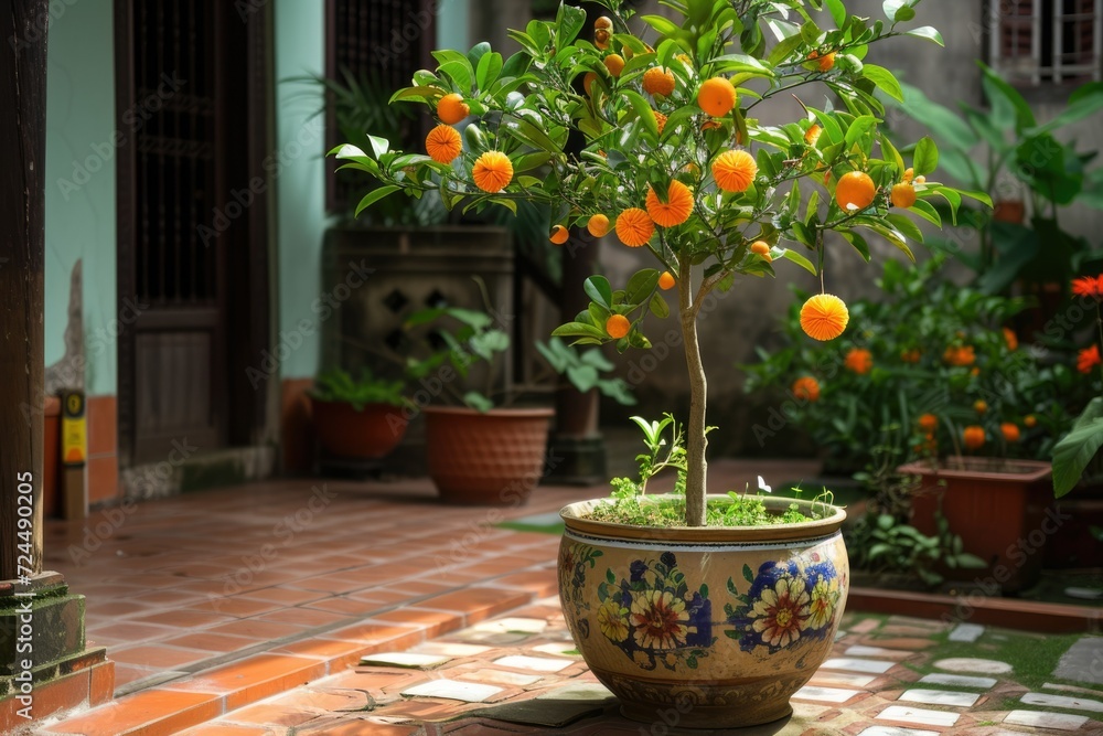 Traditional Vietnamese courtyard house. Tet Holiday, Vietnamese New ...