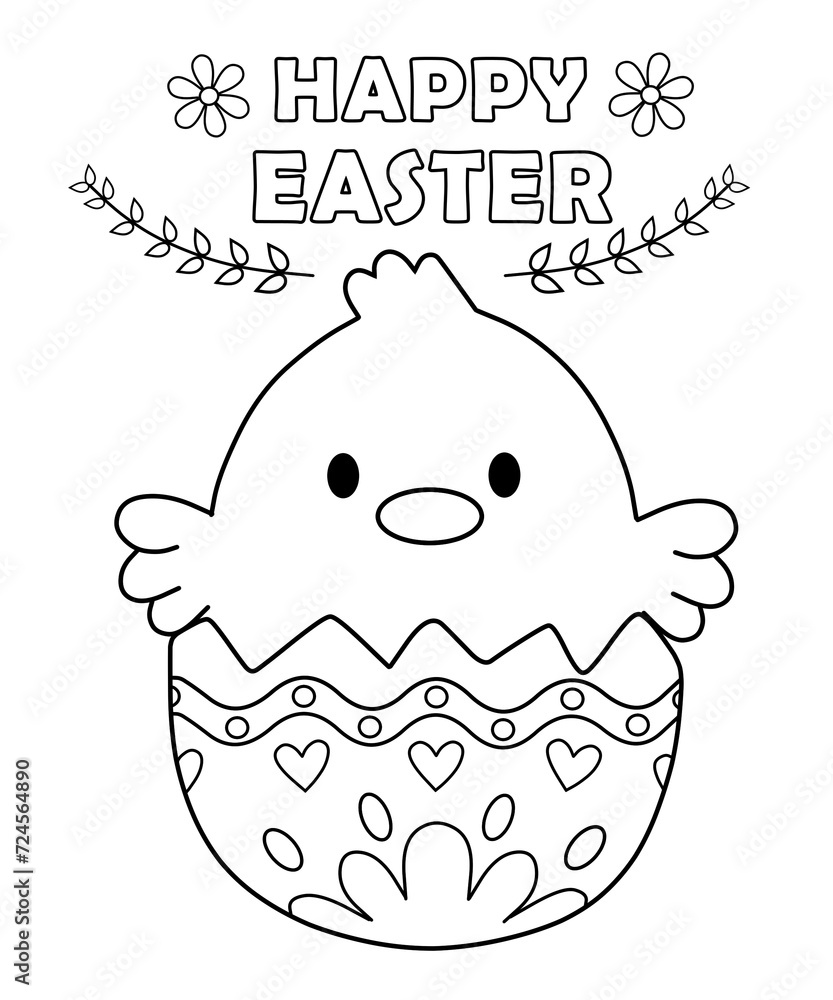 Easter chick coloring pages for kids. Painting for kindergarten and ...