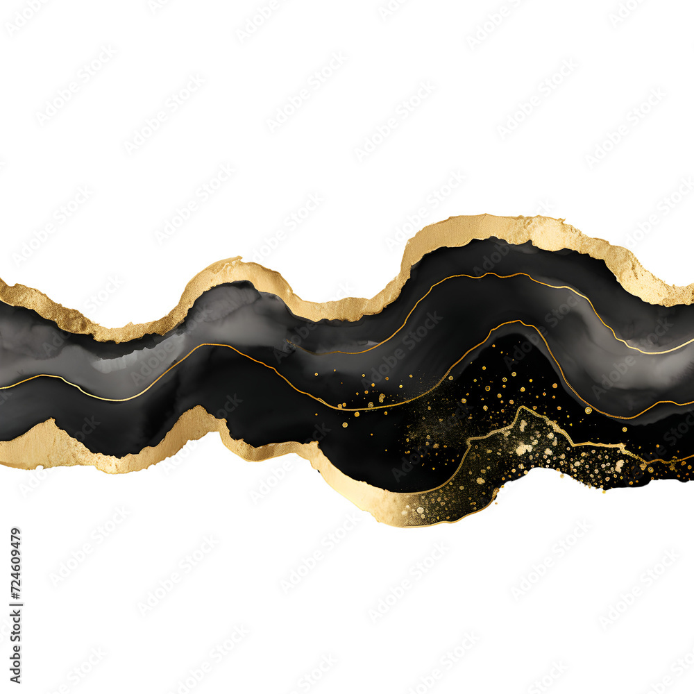 Black and Gold Foil Glitter, Sparkle, Watercolor, Agate Geode Border ...