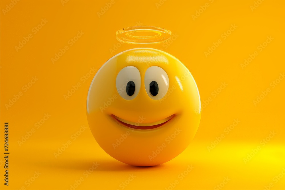 Yellow and gold smiley happiness cute, innocent faces. Angel emoticon ...