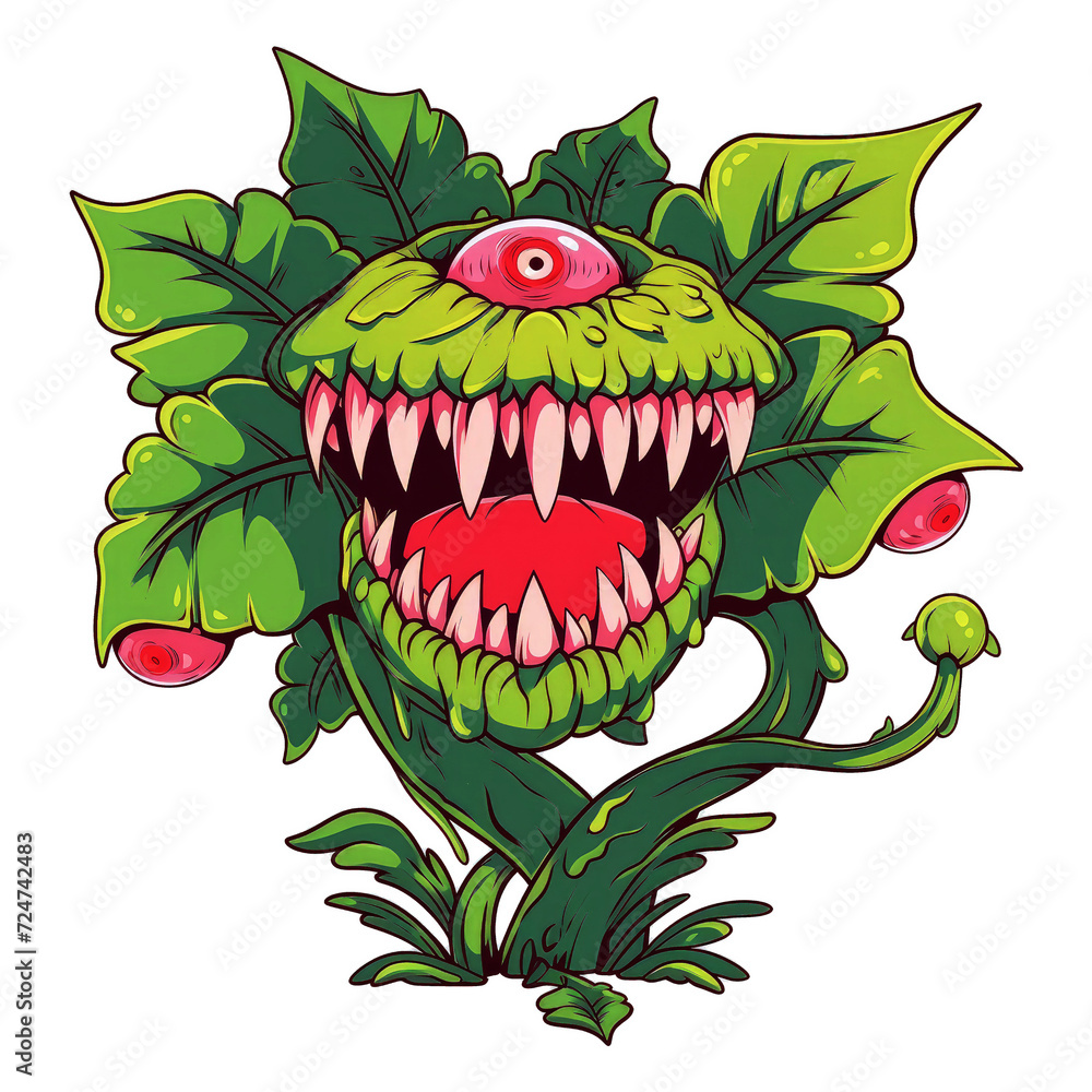 Scary carnivorous plant cartoon character. Scary monster plant design ...