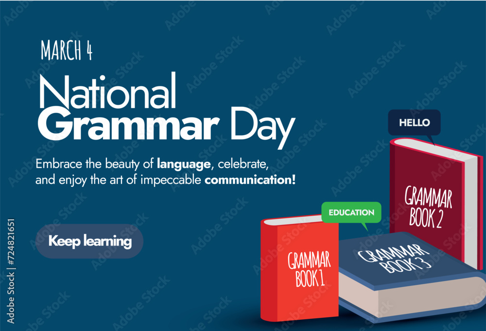 National Grammar Day. March 4, National grammar day celebration banner ...