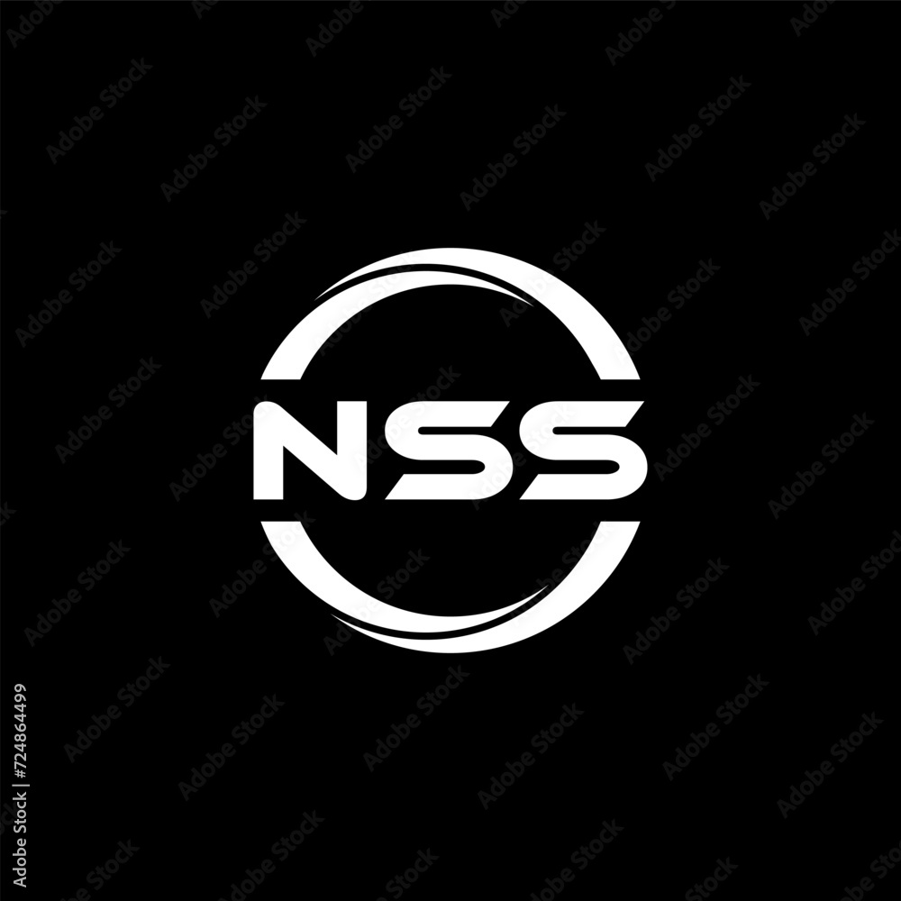 NSS letter logo design with black background in illustrator, cube logo ...