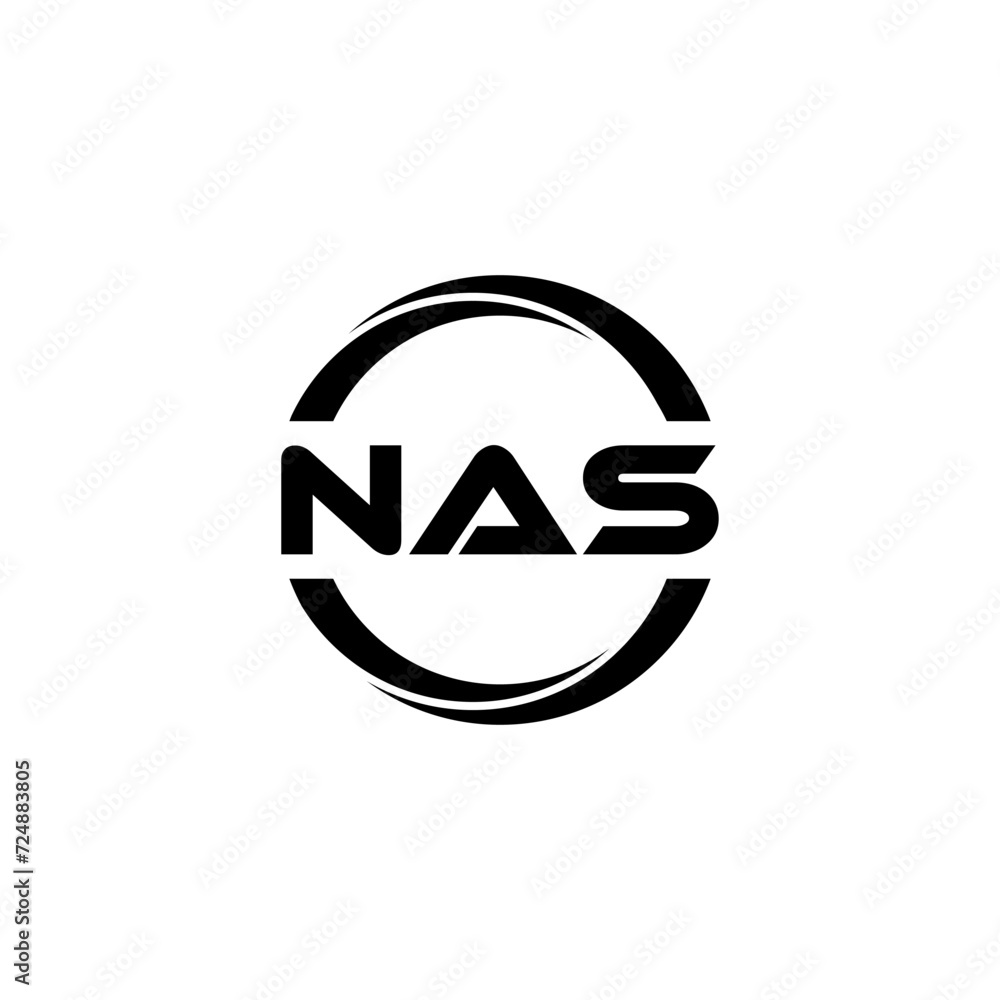 NAS letter logo design with white background in illustrator, cube logo ...