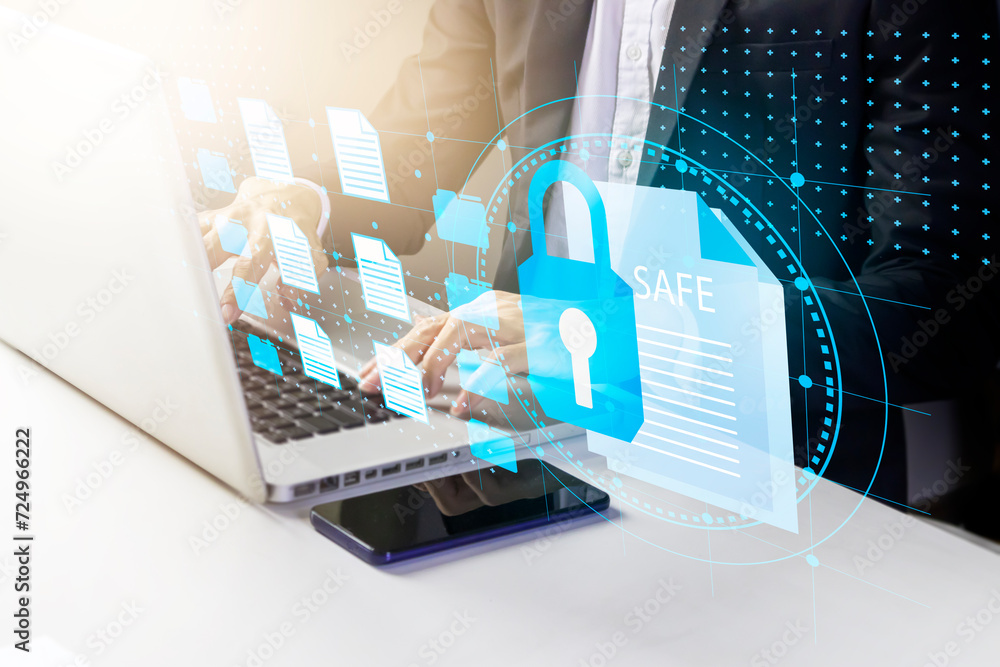 Entrepreneurs look at business data security and trade secret document ...