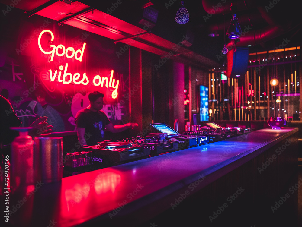 Good vibes only concept image with glowing written words good vibes ...