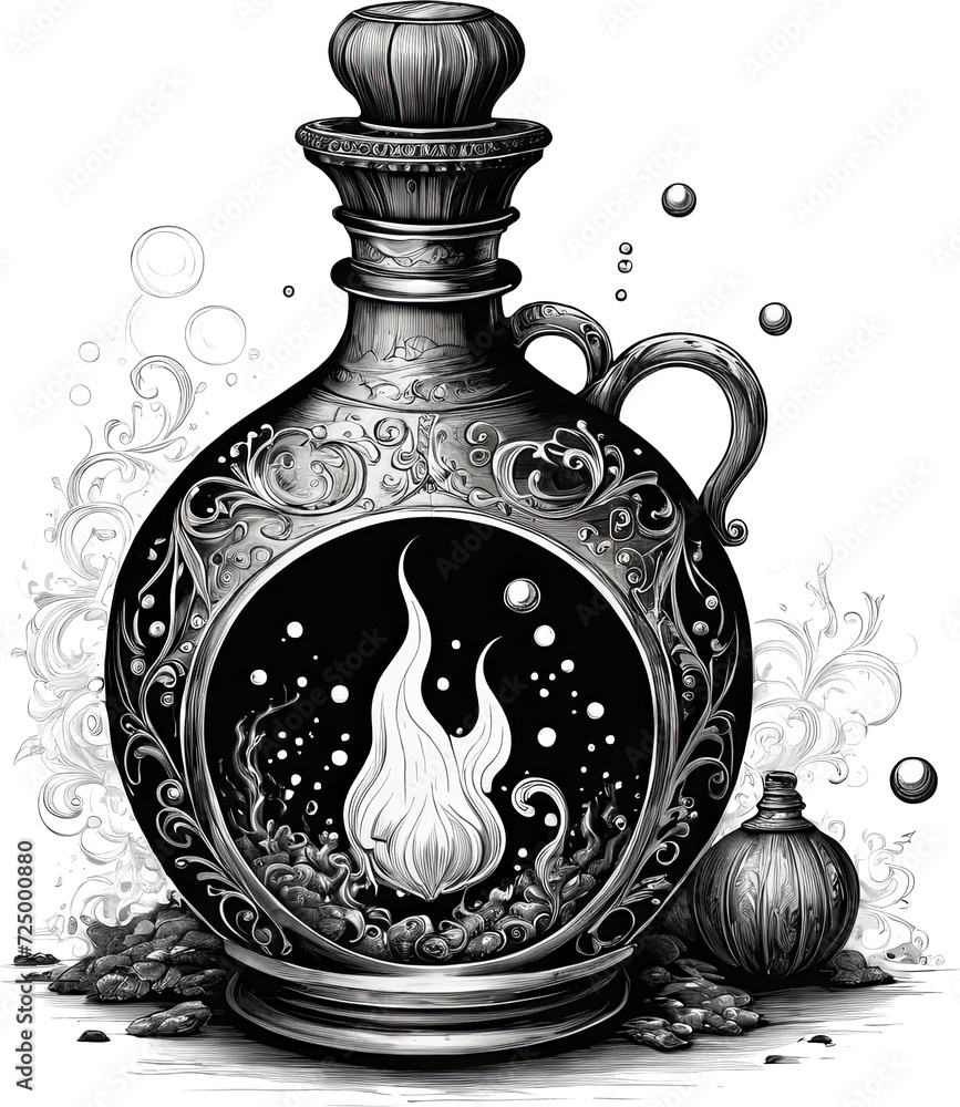 PNG Minimalist potion bottle, logo design, Magic fire potion, Game ...