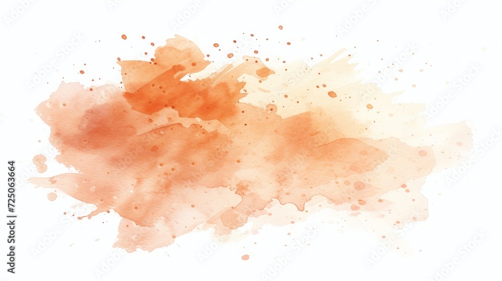 Peach watercolor splash on white background. Vector brown watercolor ...