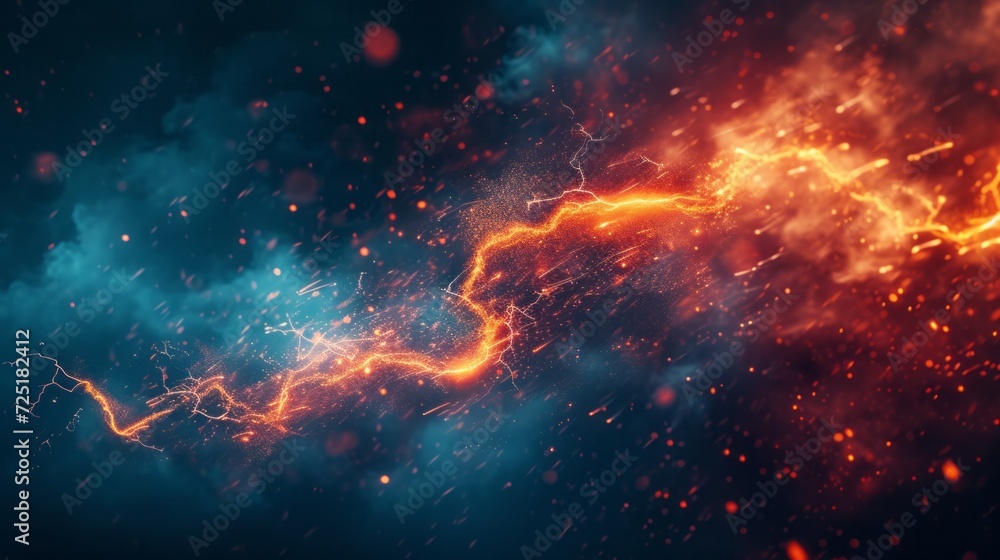 Dynamic energy unleashed: intense electric blues and reds in a hyper ...