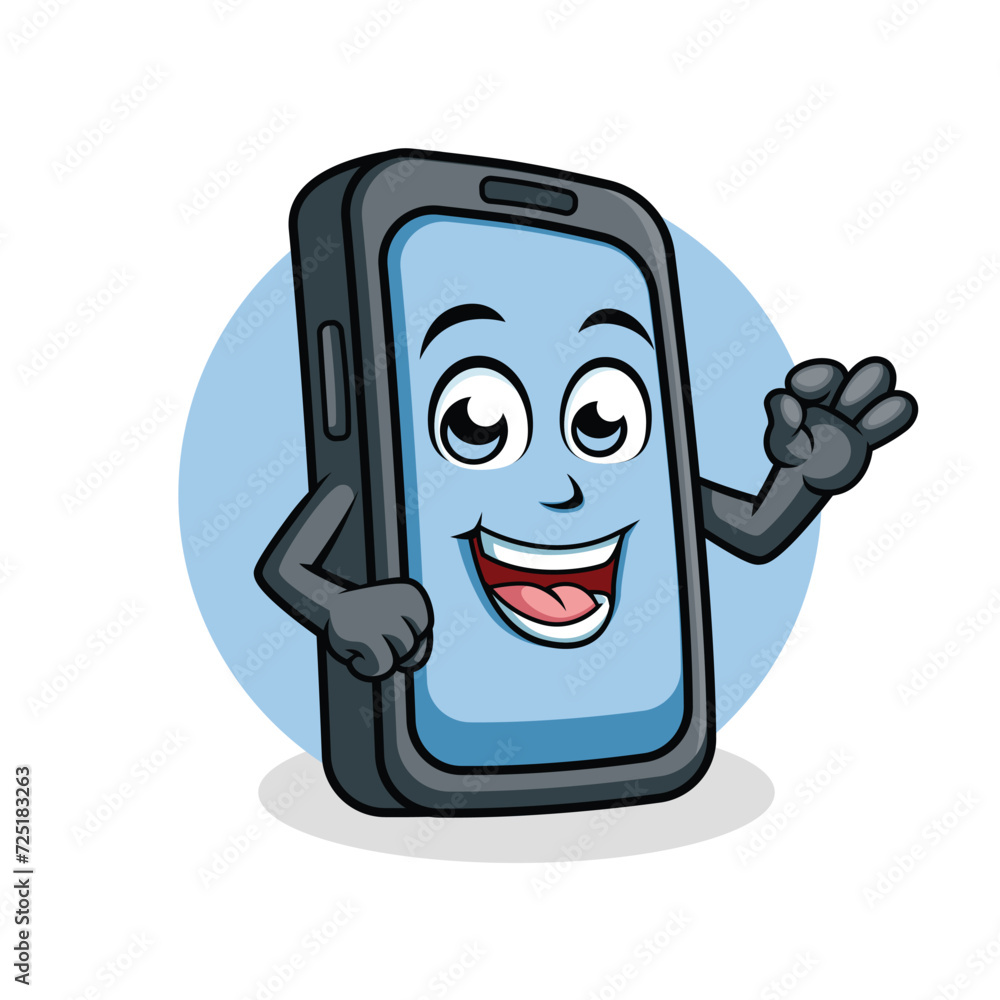 Smart Phone Cartoon Character Showing Ok Sign vector illustration ...