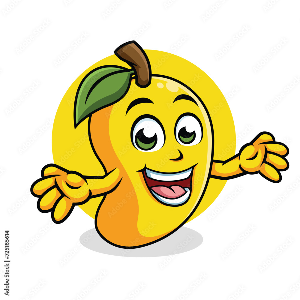 Mango Cartoon Character Surprising pose vector illustration - Happy ...
