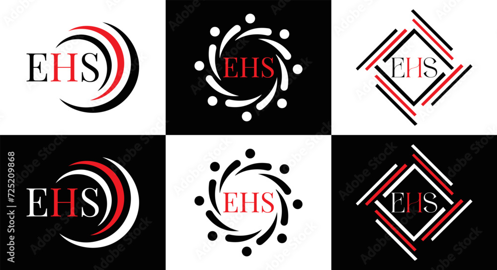 EHS logo. E H S design. WhitE H SHS letter. EHS, E H S letter logo SET ...