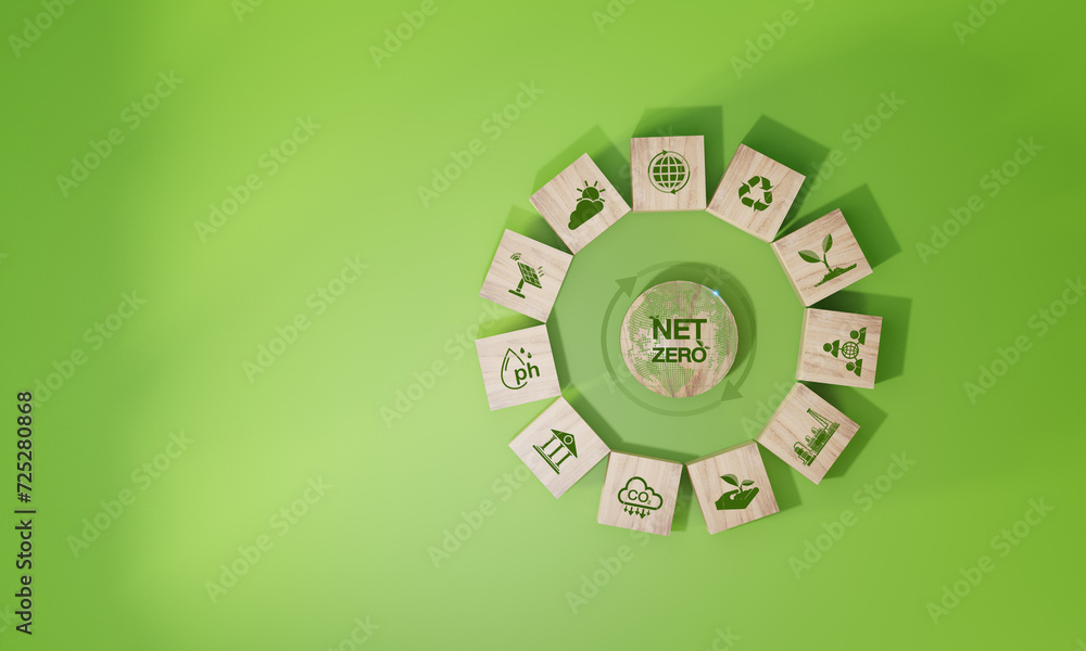 2050 year, Net zero and carbon neutral concept. CO2 reducing icon print ...