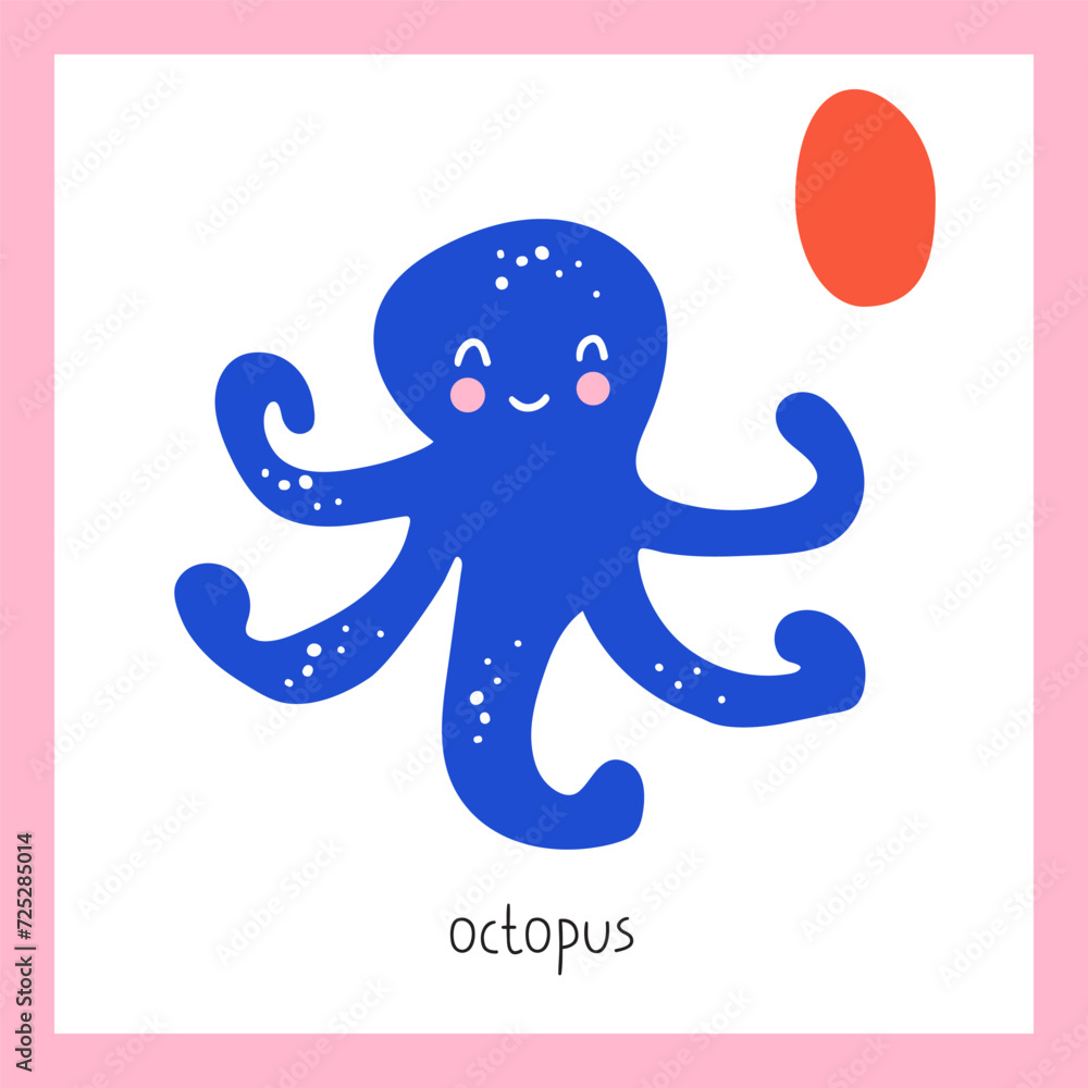 Octopus. Letter O. English alphabet for kids. Vector illustration ...