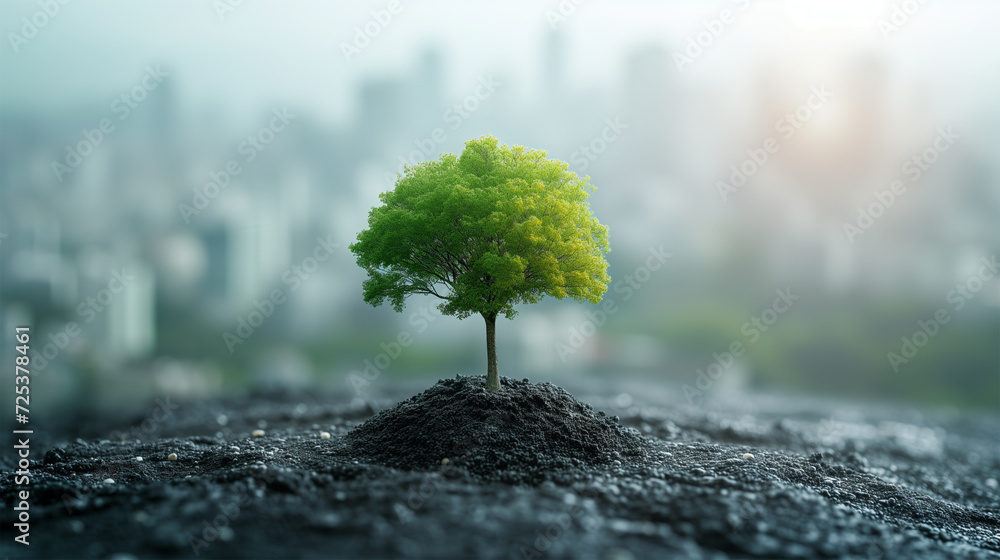 Solitary Strength, Single Tree Growing in the Fertile Soil, Oxygen ...