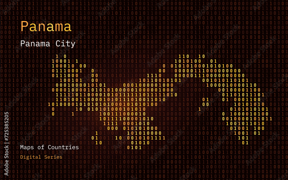 Panama Map Shown in Binary Code Pattern. TSMC. Green Matrix numbers ...
