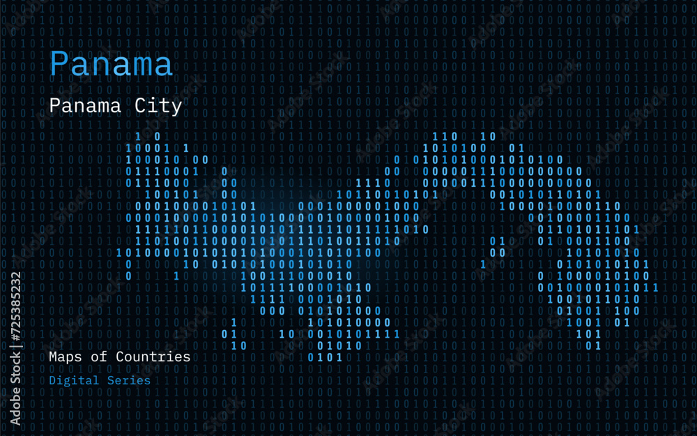 Vector de Stock Panama Map Shown in Binary Code Pattern. TSMC. Green ...