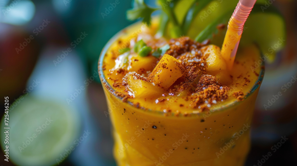 Mangonada mexican mango smoothie with chamoy sauce and chili lime ...